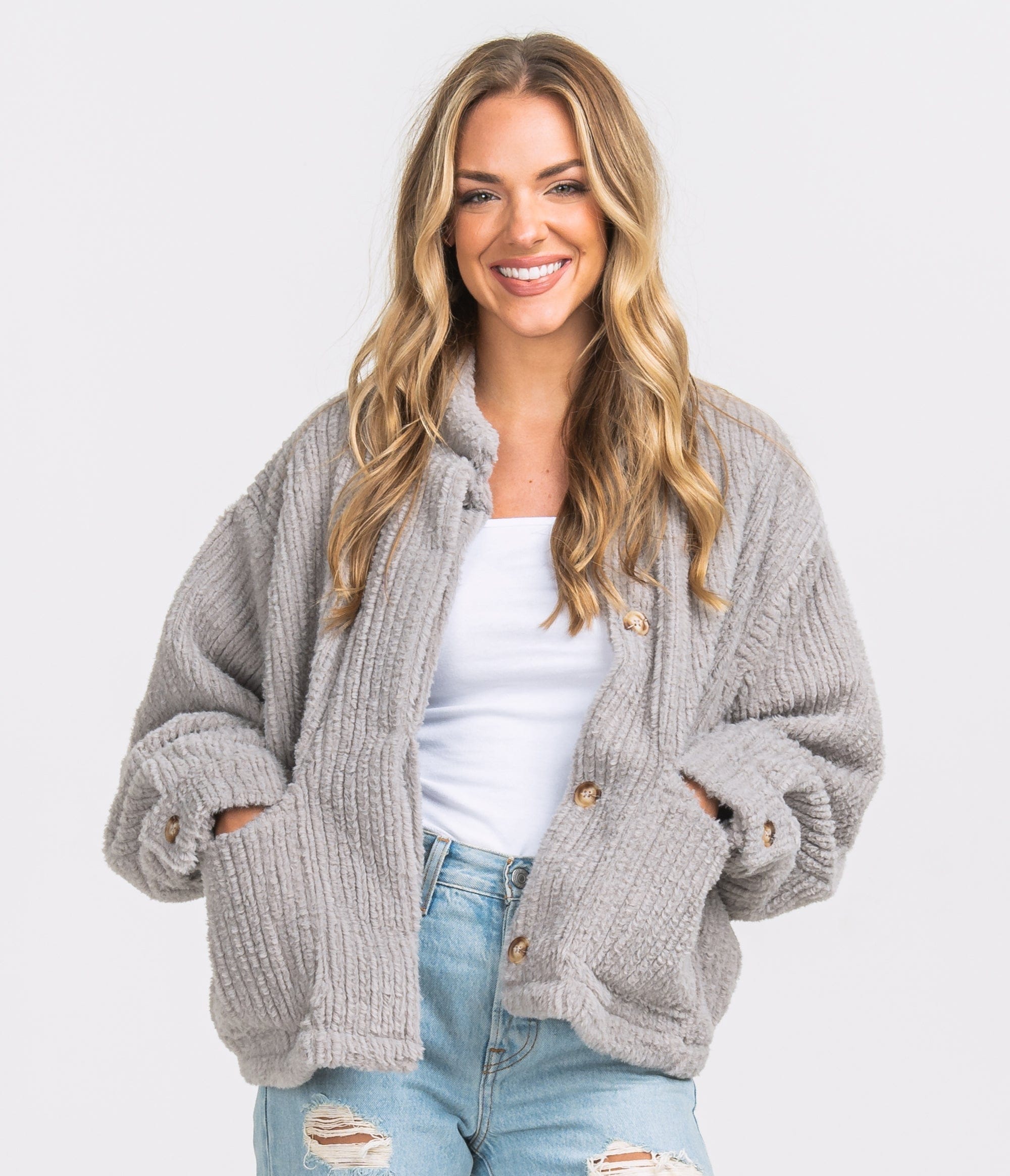 Peyton Sherpa Pile Jacket - Overcast | Southern Shirt