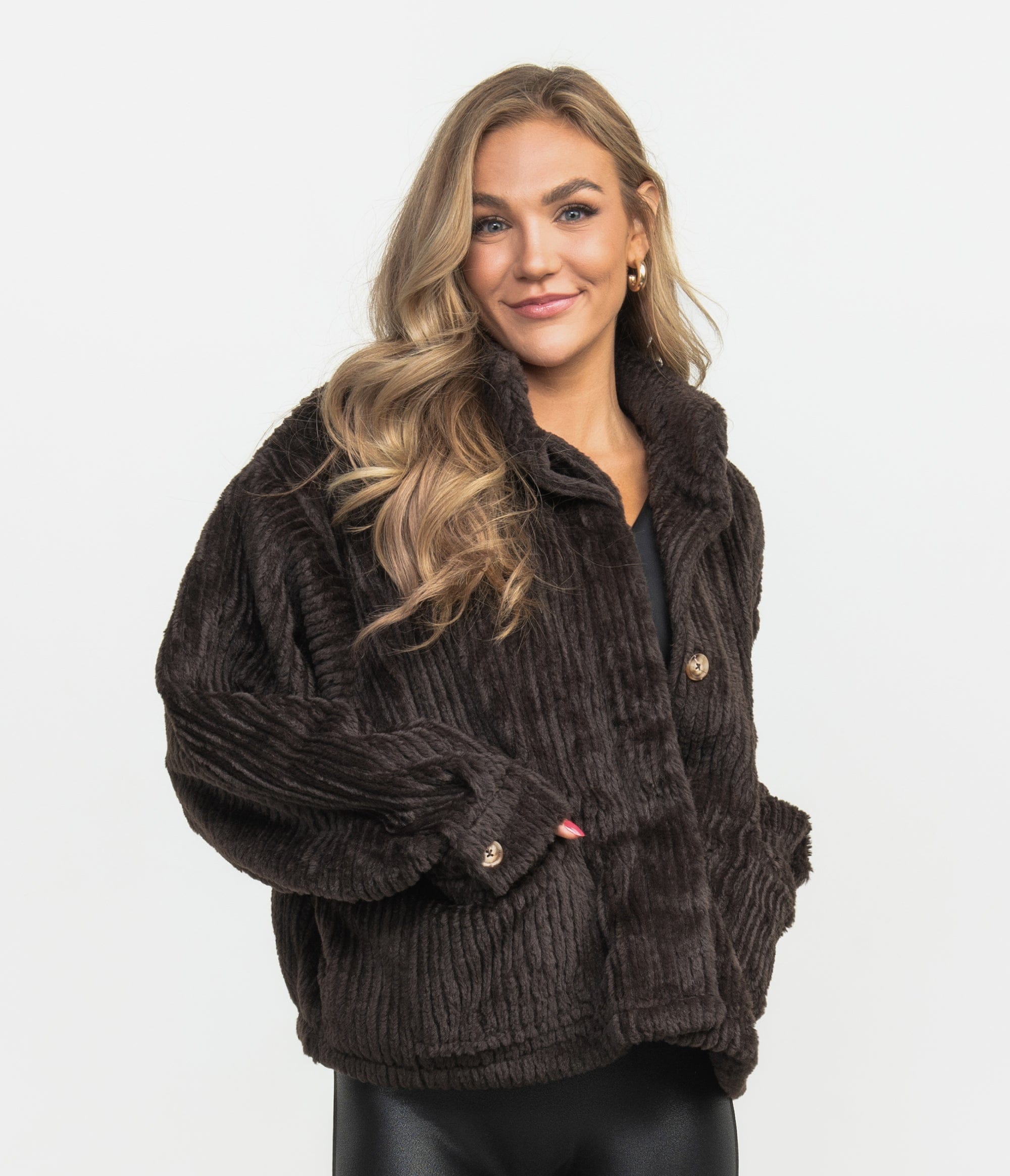 Peyton Sherpa Pile Jacket - Raven | Southern Shirt