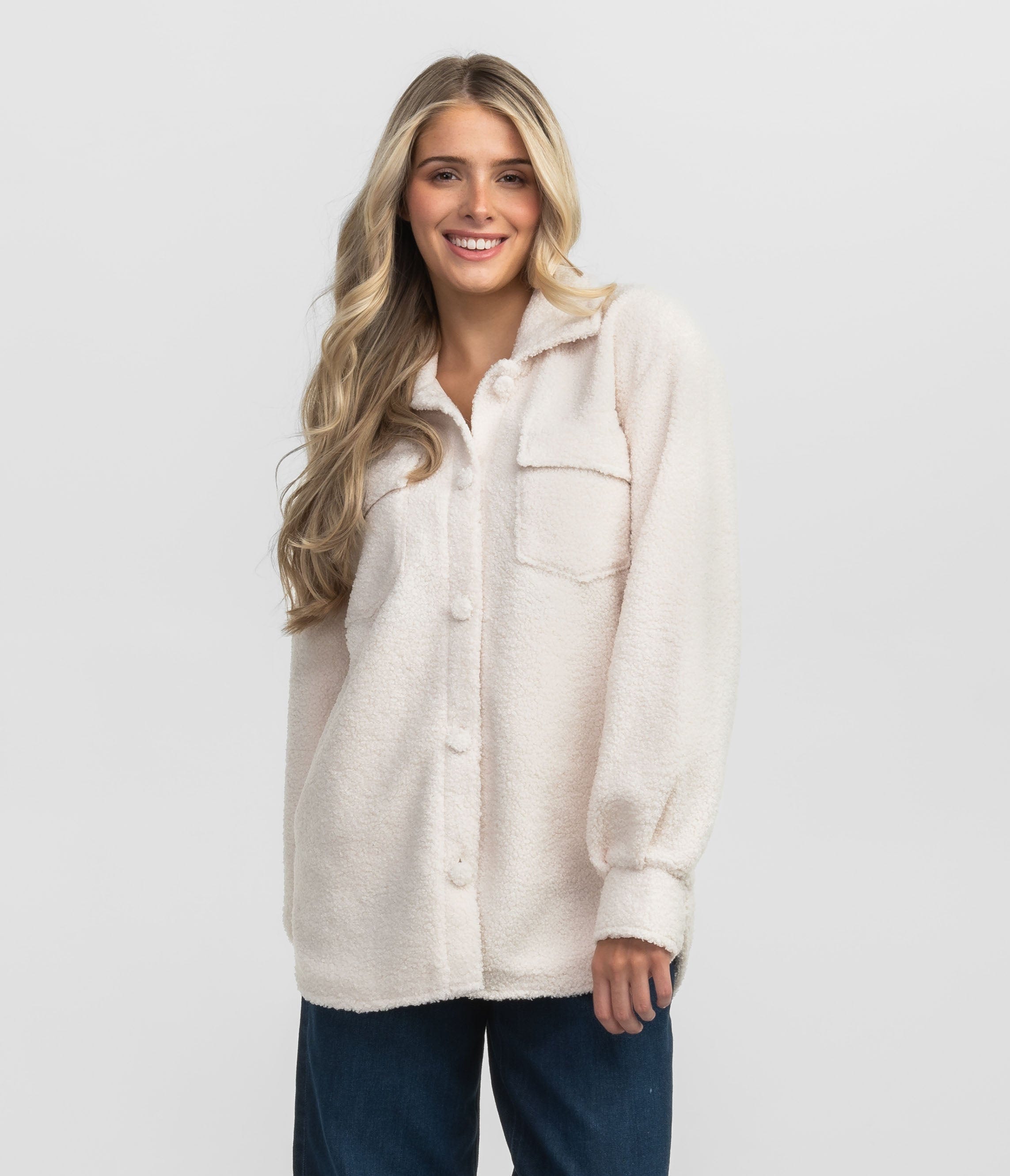 Warm and Fuzzy Shirt Jacket - Sugar Swizzle | Southern Shirt