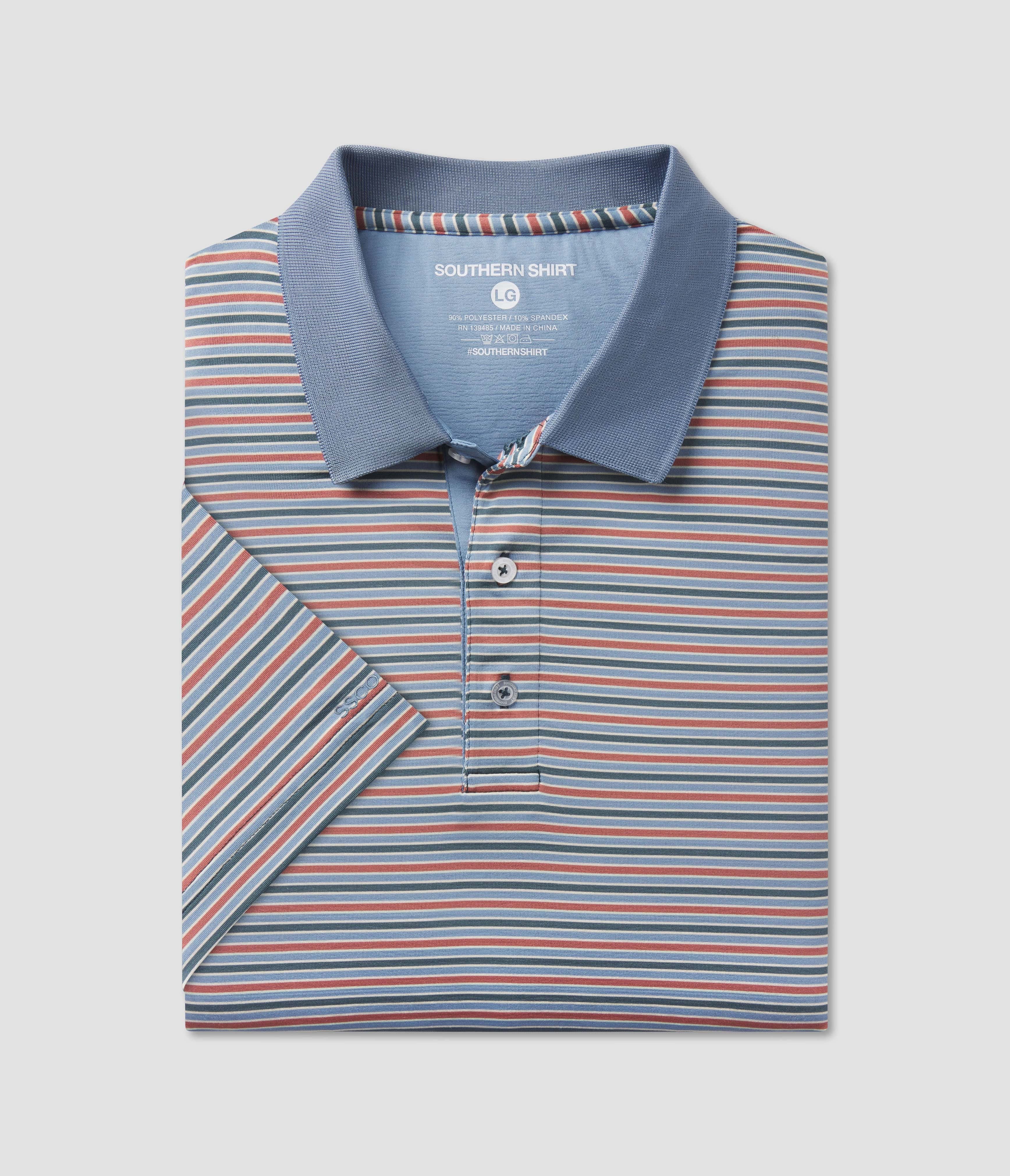 Tucker Stripe Polo - Country Blue | Southern Shirt