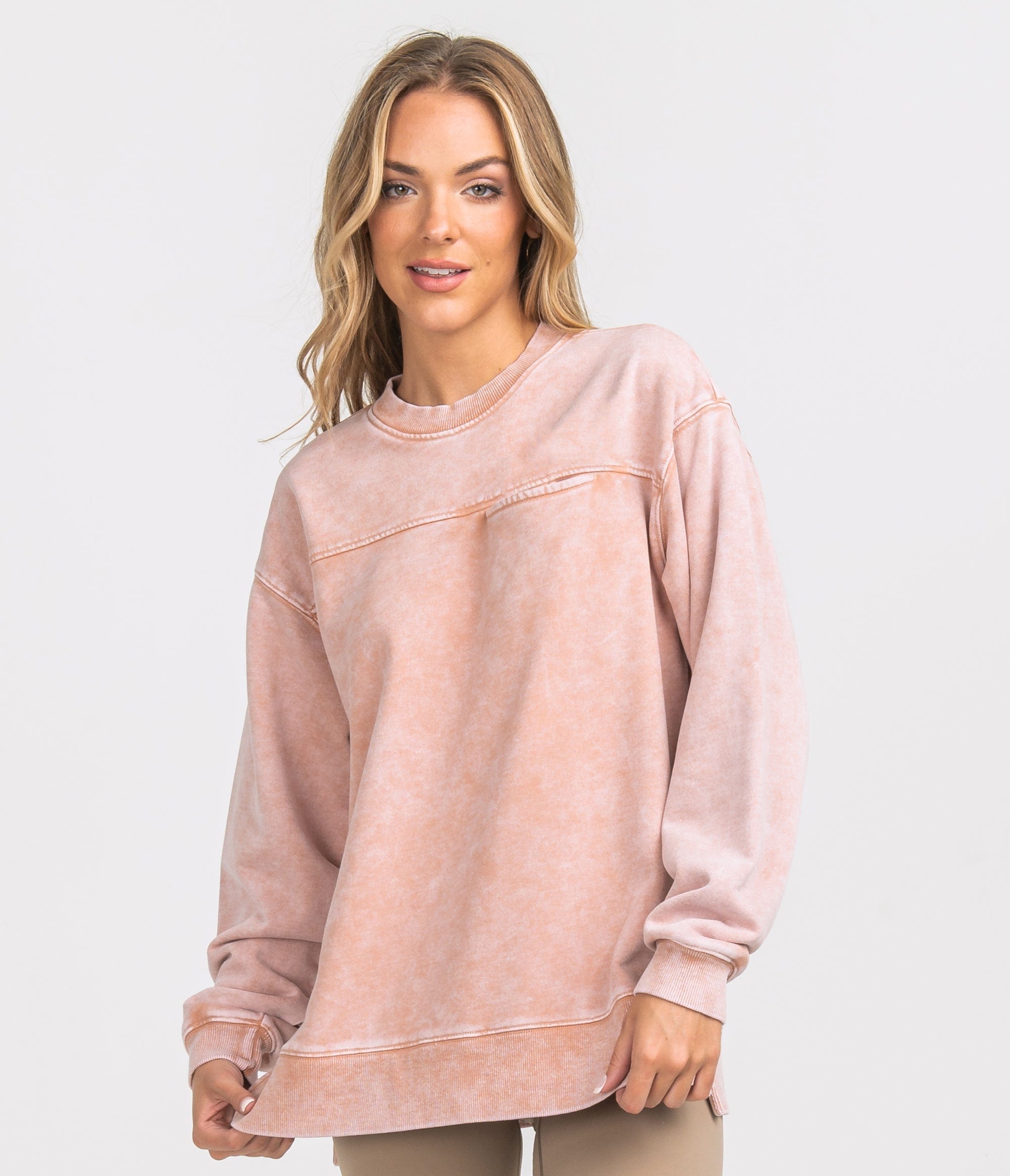 Washed Dad Sweatshirt - Faded Coral | Southern Shirt